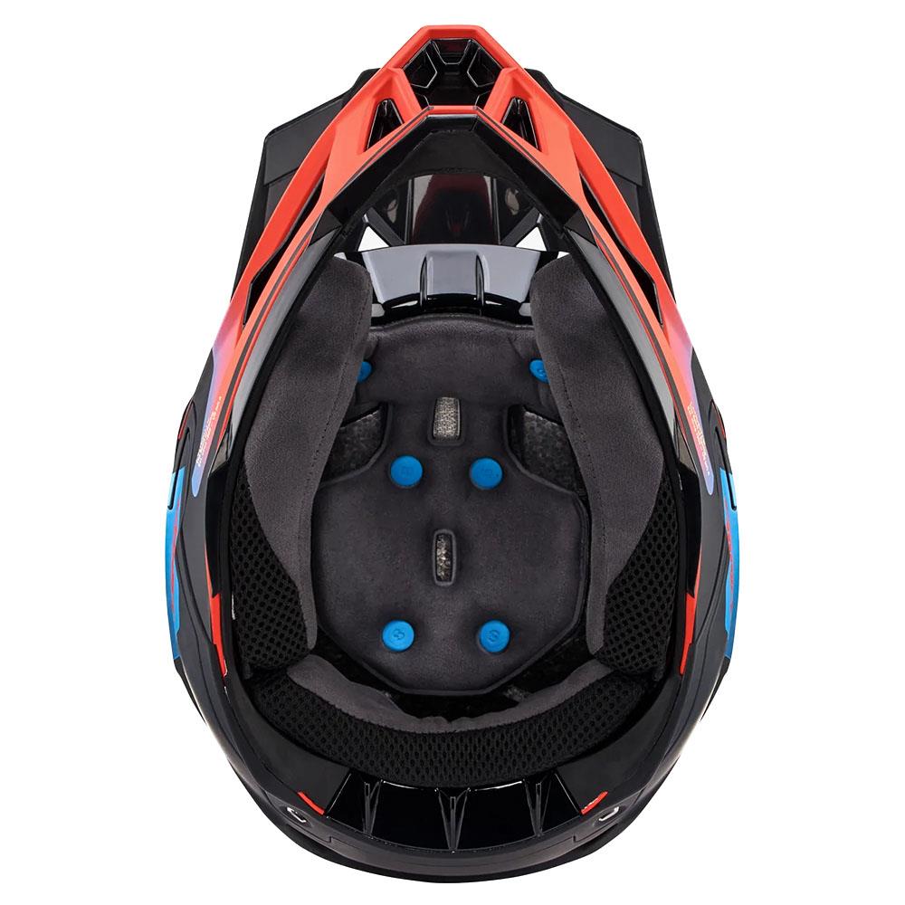 100% Aircraft 2 Race Helmet - Carbon Steel Blue/Neon Red | Source BMX